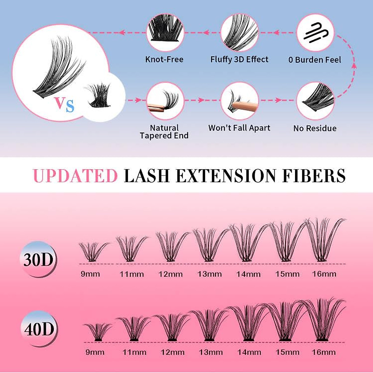 DIY Eyelash Extension Kit with 280 Pcs 30D+40D Lash Clusters, Bond and Seal and Lash Tweezers 9-16mm Mix Individual Lashes Kit for Eyelash Extensions Beginners Self Application DIY at Home, by KLHYIT