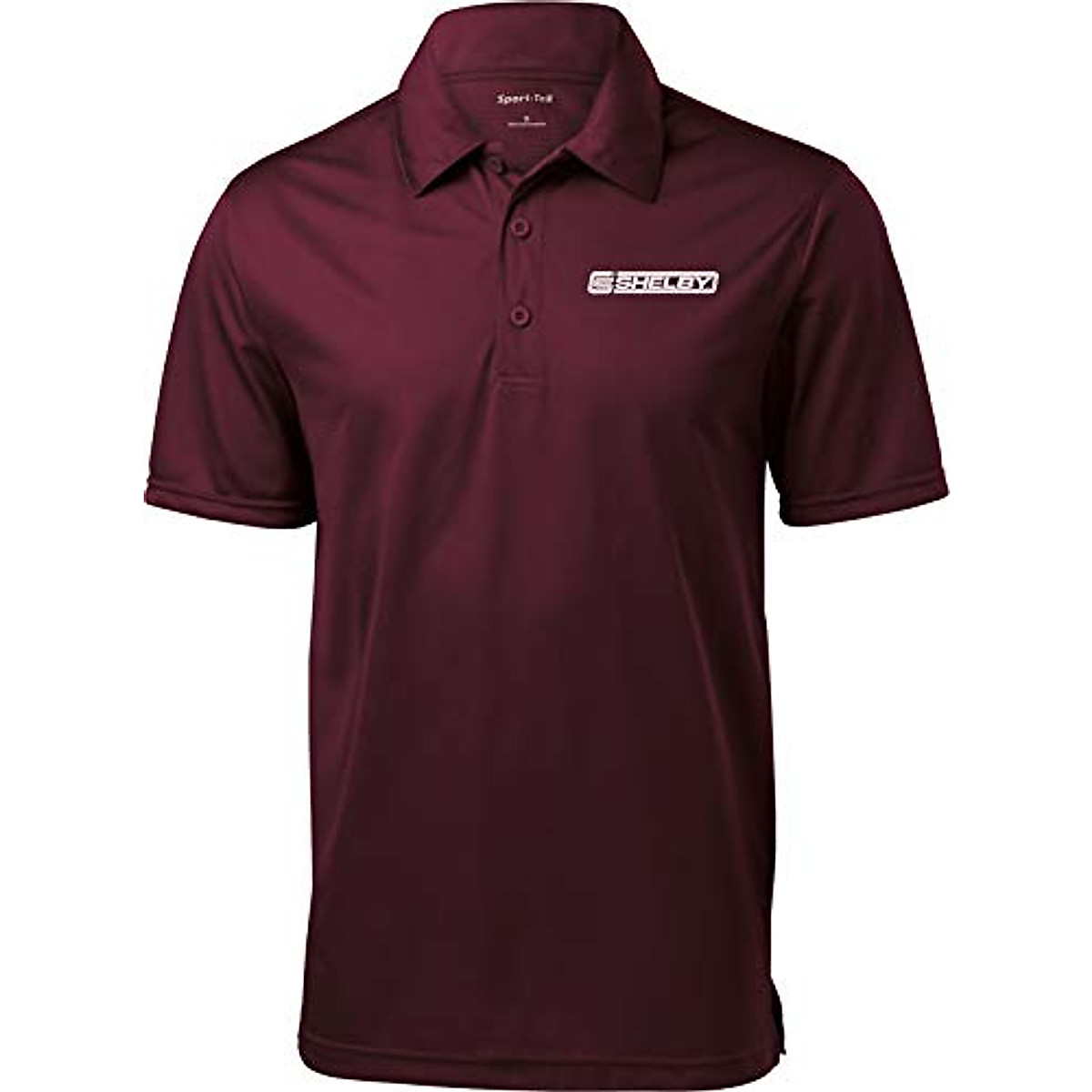 Ford Mustang Shelby Crest Pocket Print Textured Polo, Maroon Large
