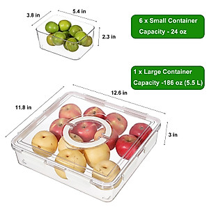 Divided Serving Tray with Lid Handle, Snackle Box Charcuterie Container, 6 Compartment Removable , Airtight Snack Box Container, BPA-Free Fruit Storage Container for Berry, Snack, Candy, Nuts