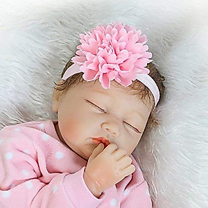 DangTpor Reborn Baby Dolls Girl Closed Eyes 22 inch Soft Weighted Body, Real Looking Sleeping Newborn Cute Lifelike Handmade Vinyl Silicone Reborn Babies