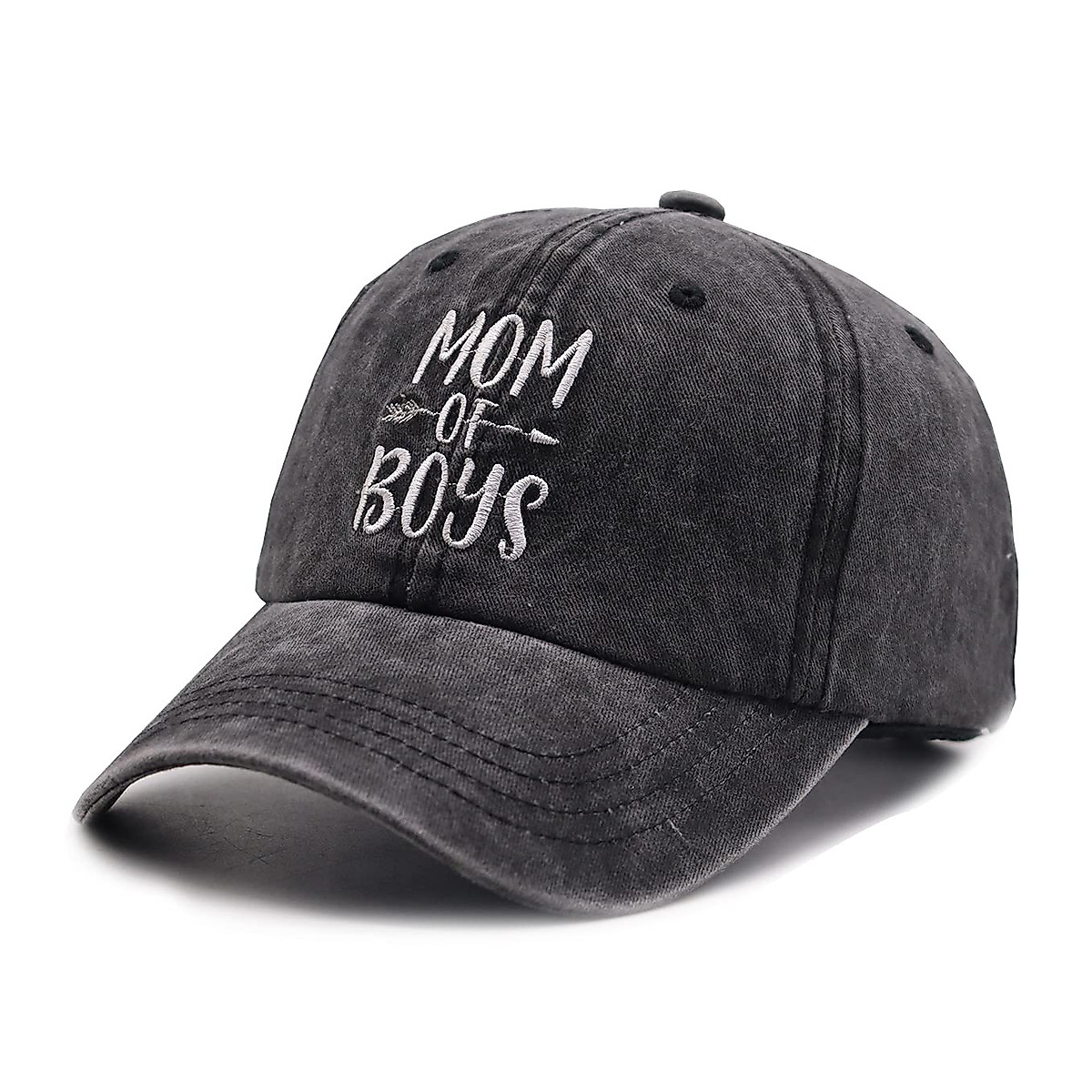 KKMKSHHG Women's Baseball Cap, Embroidered Adjustable Vintage Distressed Cotton Dad Hat Black