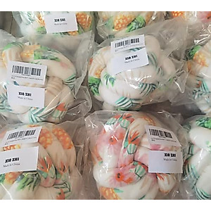 XIA ZHI Handmade Knot Ball Plush Pineapple Flowers Print Throw Pillow -Elegant Cozy Toy Gift Home Bedroom Couch Office Sofa Decoration 7.87 inch