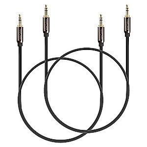 FosPower Audio Cable 1FT (2 Pack), Stereo Audio 3.5mm Auxiliary Short Cord Male to Male Aux Cable for Car, Apple iPhone, iPod, iPad, Samsung Galaxy, HTC, LG, Google Pixel, Tablet & More