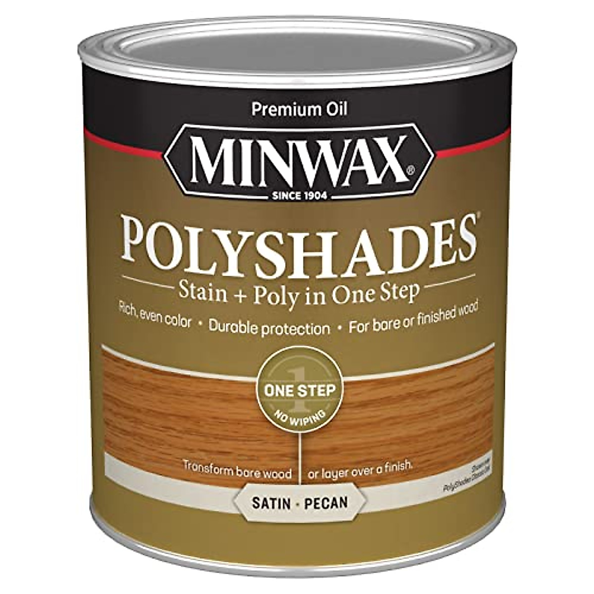 1 qt Minwax 61320 Pecan PolyShades Wood Stain And Polyurethane, Satin