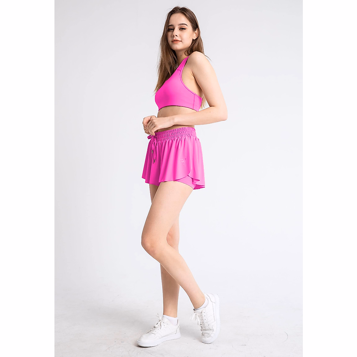Shorts That Look Like A Skirt Yoga Workout Comfy Quickdraw Drawstring Flowy Shorts for Women Butterfly Shorts Fluorescent Red S