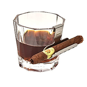 Whisky Glass Cigar Holder QBOSO Portable Cigar Holder With Hollow-carved Design, Whisky Glass-Mate on the Bar Countertop,Make Your Drinking and Smoking more Enjoyable