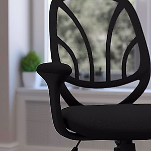 Flash Furniture Y-GO Office Chair Mid-Back Black Mesh Swivel Task Office Chair with Arms