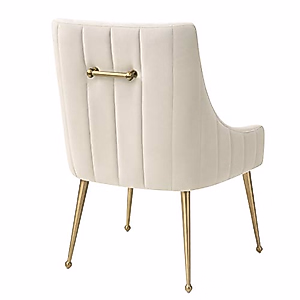 MEXIYA Irina Dining Chair Beige Easy Clean Velvet Upholstered Side Chair with Brushed Gold Leg