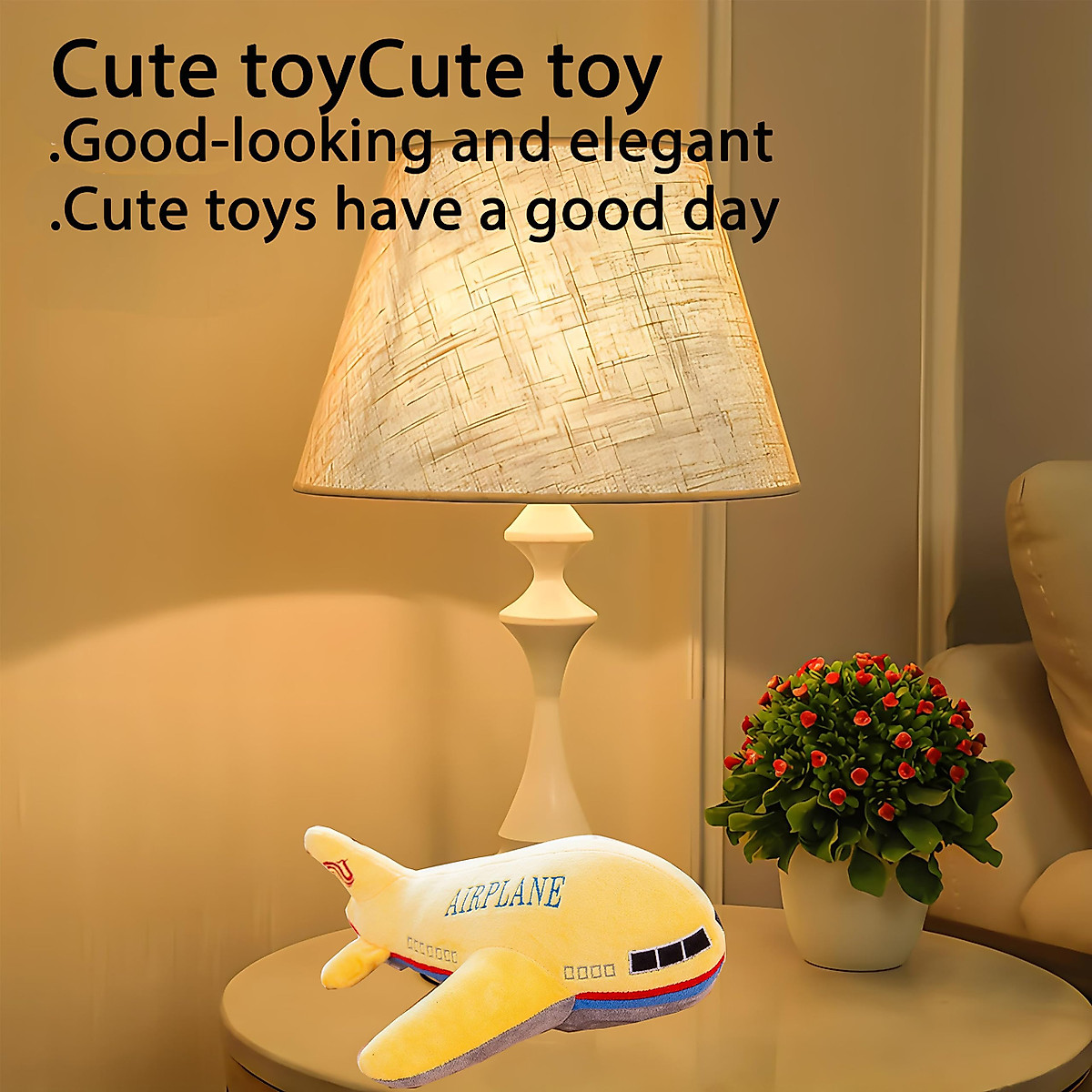 AUCOOMA Plush Stuffed Airplane Model Toys, Soft Aircraft Stuffed Pillow, Gifts for Boys Kids Birthday Gifts,Yellow 15.7"