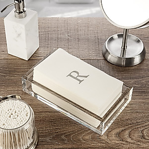 AMERICAN HOMESTEAD Disposable Hand Towels - Silver Monogrammed Guest Napkins - Linen-Like Bathroom Paper Towels for Guests - Perfect Wedding and Party Napkins - 25 Count (Silver R)