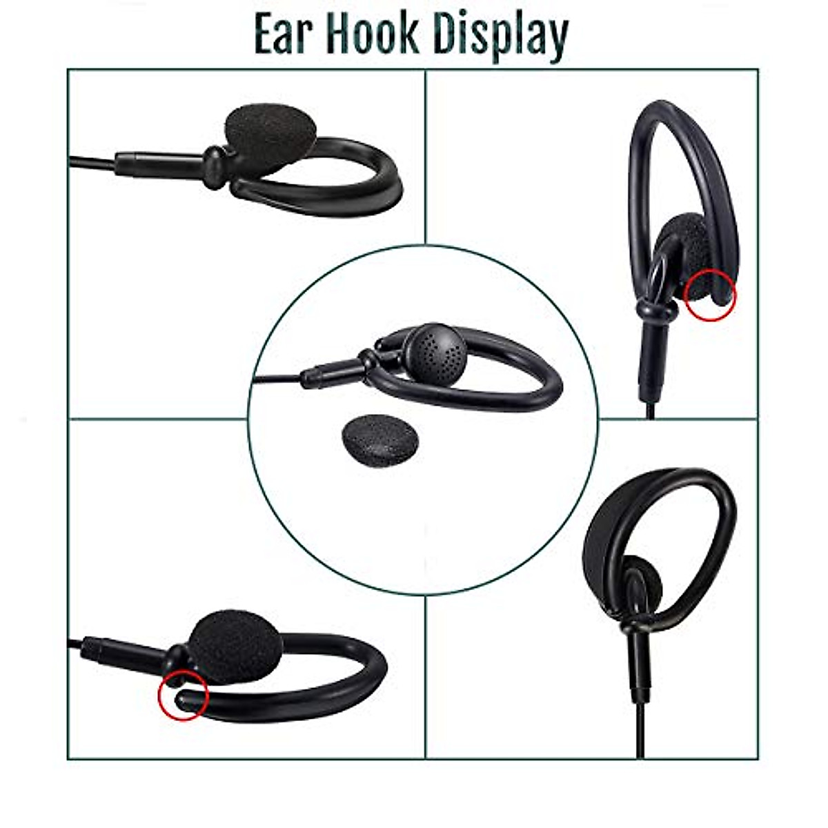 Retevis RT68 Walkie Talkies Earpiece with Mic, 2 pin Soft Earhook Headset Police Earpiece; Compatible with Retevis RT22 RT21 RT68 H-777 RT22S RB29 Baofeng UV-5R 888S pxton eSynic 2 Way Radio(10 Pack)