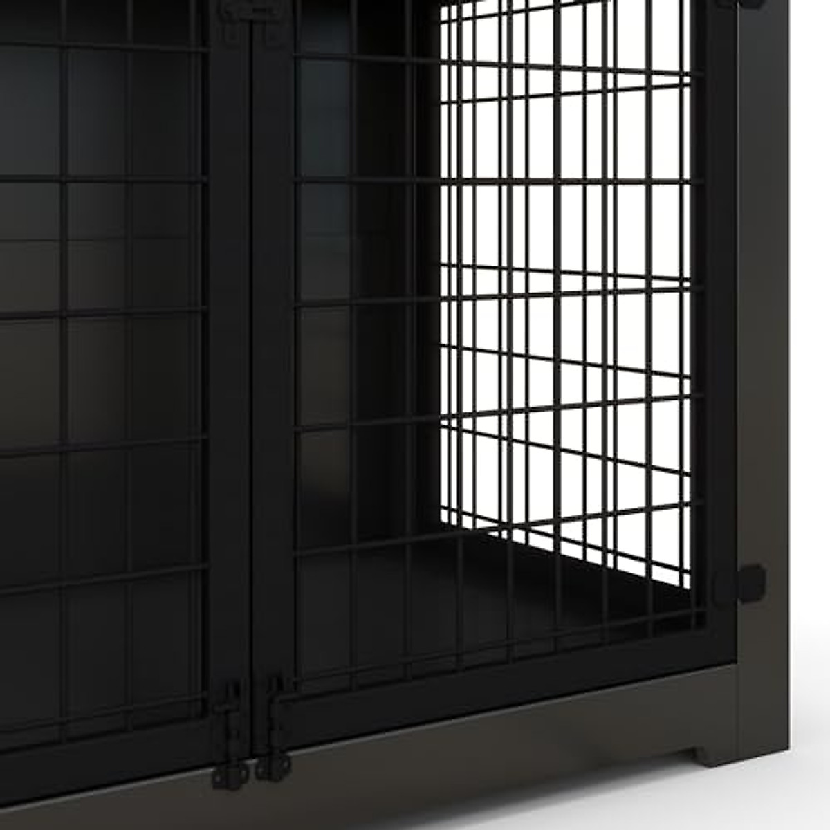 CuisinSmart Dog Crate Furniture, 40inch Particle Board Dog Crate Wooden Dog Kennel Furniture with Door Lock and Double Door for Dog-Black + Dark Walnut