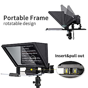 ILOKNZI 12 inch Adjustable Teleprompter, Aluminum Teleprompters with Remote Control for 12.9" Tablets Rotatable Tempered Optical Glass, Supports Wide Angle Camera Lens