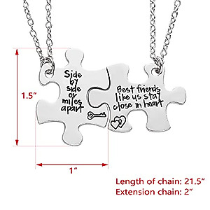 Melix Home Friendship Necklace for 2 Side by Side Best Friends Close in Heart Necklace Set