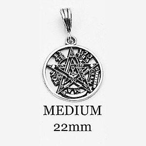 Blue Apple Co. Pentagram Pendant Tetragrammaton Charm Solid Oxidize Design 925 Sterling Silver Religious Pagan Star Shape