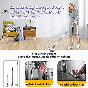 GOBOT Electric Mop for Floor Cleaning, [Upgraded Version] Hardwood / Tile / Marble / Laminate Floor Cordless Spin Mop, Daily Light Cleaning, Foot Button Control, Auto Recovery After Stop, Purple