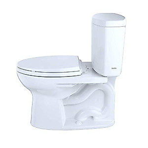 TOTO CST454CEFRG#01 Drake II Two-Piece Elongated 1.28 GPF Universal Height Toilet with CEFIONTECTand Right-Hand Trip Lever, Cotton White