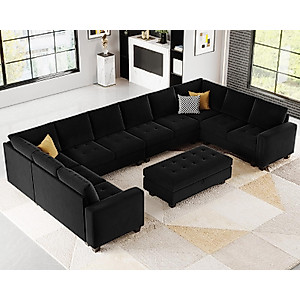 Belffin Velvet Corner Seat Module for Modular Sectional Sofa Couch Corner Sofa Couch Chair Black