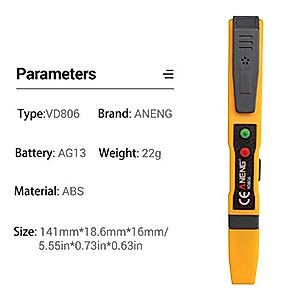 YIFEIJIAO,AC Voltage Detector Pen Non-Contact Inductive AC/DC Voltage Tester w Sound Light