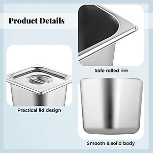 8 Pack Hotel Pans 1/6 Size with Lid, 6 inch Deep Stainless Steel Steam Table Pan, Anti Jam Steam Pan Metal Food Pans for Restaurant Cafeteria Party Catering