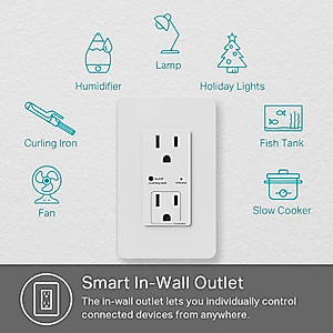UCOMEN Smart Power Wall Outlets WiFi Sockets W/ 2 Plug outlets Remote Controller Works with Tuya, Smart Home, Alexa, Google Home Requires 2.4 GHz Wi-Fi,2 pcs