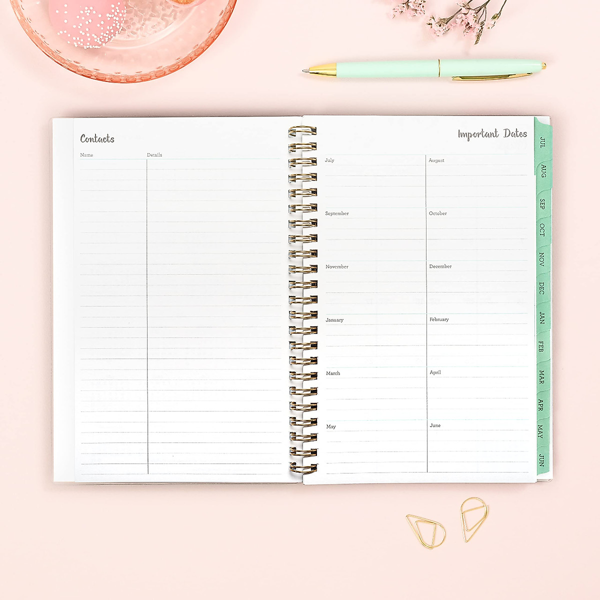 Blue Sky 2023-2024 Academic Year Weekly and Monthly Planner, 5" x 8", Frosted Flexible Cover, Wirebound, Laurel (144724)