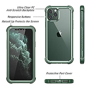 Dexnor iPhone 11 Pro Case with Screen Protector Clear Rugged Full Body Protective Shockproof Hard Back Defender Dual Layer Heavy Duty Bumper Cover Case for iPhone 11 Pro 5.8" - Green