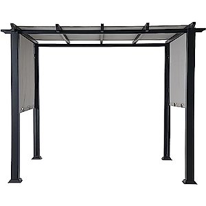 Hanover HAN 8 x 10 Ft. Freestanding Adjustable Gray Canopy, Heavy-Duty Steel Metal Frame with Weather-Protective Powder Coating, Pergola 8'x10', 0