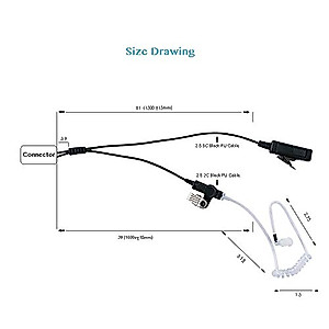 2 Wire Surveillance Kit Covert Acoustic Tube Bodyguard Earpiece Headset Ptt Mic for Yaesu Vertex Standard VX-261 VX-230 VX-231 VX-298 VX-350 VX-351 VX-180 EVX-531 2 Way Radio Walkie Talkie by Klykon