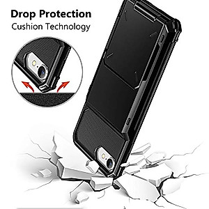 Vofolen Case for iPhone 6s 6 7 8 Case Wallet Credit Card Holder ID Slot Pocket Scratch Resistant Dual Layer Protective Bumper Rugged TPU Rubber Armor Hard Shell Cover for iPhone 6 6s 7 8 Black