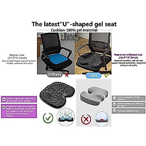 Aiouarc Gel Seat Cushion, Breathable Honeycomb Design, Gel Seat Cushion for Long Sitting, Tailbone Pain Relief Cushion, Office Chair Cushion, Wheelchair Cushion, Car Seat Cushion, Chair Pads
