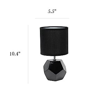 Simple Designs LT2065-BLK Round Prism Mini Table Lamp with Matching Fabric Shade, Black