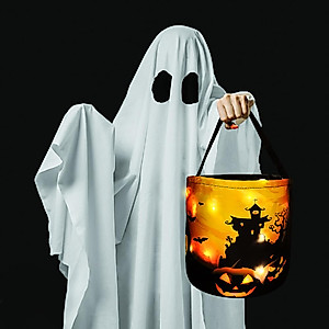 Tarocynn 2 Pieces Halloween Candy Bucket with LED Light Trick or Treat Bags Halloween Bakset Reusable Pumpkin Candy Baskets Tote Bag for Kids Party Supplies Favors