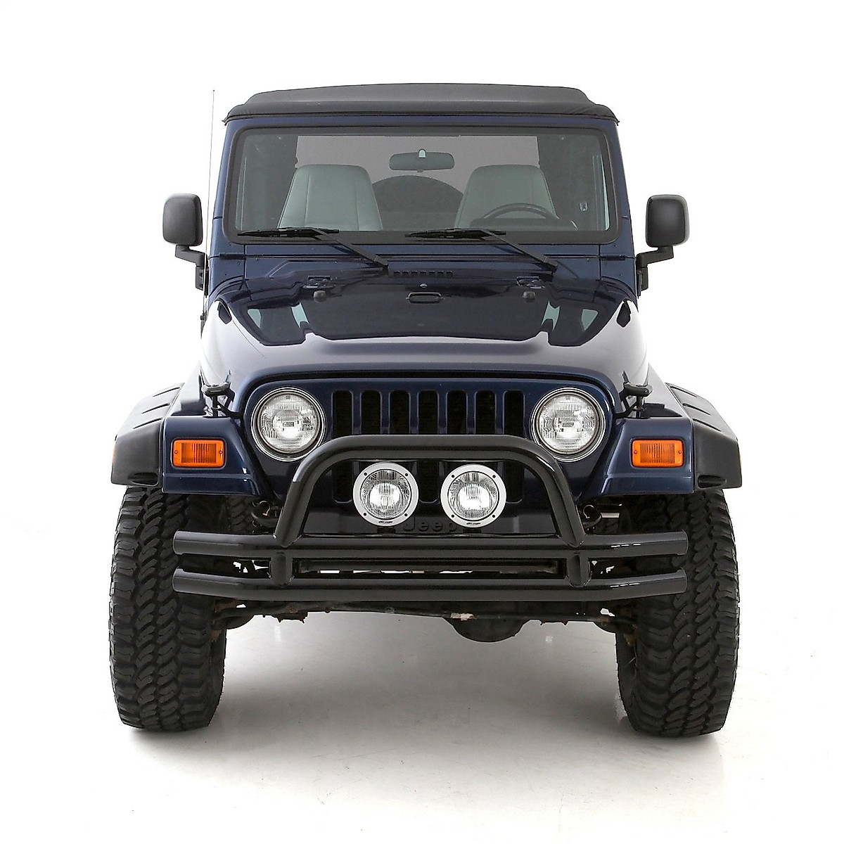 Smittybilt 3 Front Tube Bumper with Hoop (Black) - JB48-F"