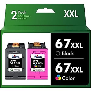 67XL XXL Ink Cartridge Replacement for HP 67XXL 67XL Black Color Combo Pack 67XXL with Hp DeskJet 2755 2732 2722 2724 2742 2725 Plus Envy Pro 6455e 6452 6458