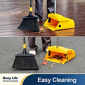 Yocada Commercial Dustpan with Windproof Cover Outdoor Indoor for Courtyard Garage Lobby Mall Market Floor Home Kitchen Room Office Pet Hair Rubbish