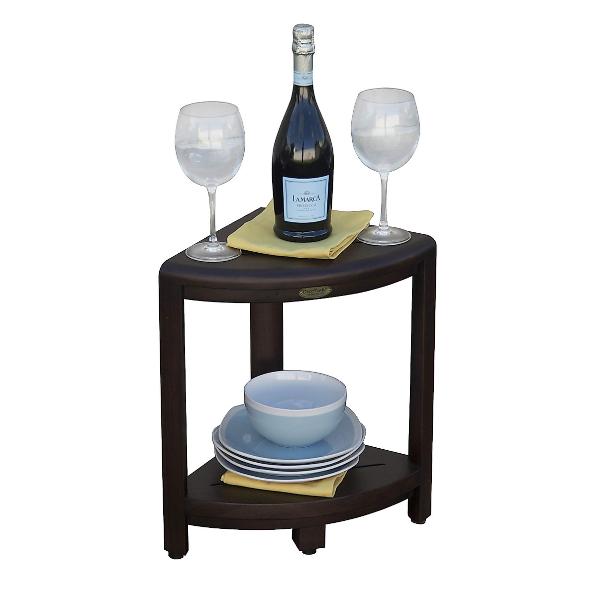 EcoDecors Fully Assembled Teak Corner Shower Shelf, Shower Stool for Shaving Legs, Shower Foot Stool, Teak Shower Stool, Corner Shower Stool, Small Shower Stool, Teak Corner Shower Bench, Teak Stool