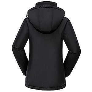 CAMEL CROWN Women's Ski Jacket Waterproof Warm Winter Snow Coat Hooded Mountain Outdoor Windbreaker Windproof Jacket Black M