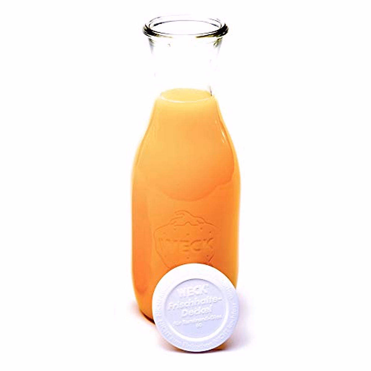 Weck 766 (36 Oz) Juice Glass Jar with Glass Lid, Keep Fresh Lid, Rubber Ring and Steel Clamps 1 Liter Weck Jar Suitable for Juices, Milk, Water, and Wine, Wide Mouth for Classic Pouring