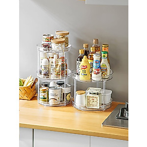 Clear Lazy Susan Organizer,9.2 inch Turntable Spice Rack,360 Rotating Turntable Organizer for Kitchen Cabinet,1 Tier Tray for Cabinet - Clear Spinning Skincare Perfume Organizers(1 Tier, 9.2 inch)