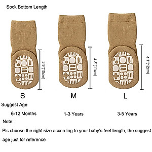 Exegawe Baby Non Slip Socks Winter - 5 Pairs Toddler Kids Thick Warm Crew Socks with Grips for Girls Boys Non Skid Socks(F1-5 Colors,M/1-3 Years)