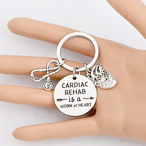 TIIMG Cardiac Rehab Nurse Gift Cardiac Rehab is A Work of Heart Keychain Nursing School Grad Gift (CARDIAC REHAB)
