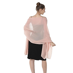 Baoqiya Women's Scarf Shawls and Wraps for Evening Dress Chiffon Shawl Soft Elegant Silky Pashmina Wedding Bridal Scarves(Blush, 79"×19")