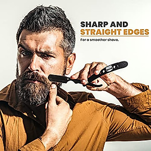 Utopia Care Professional Barber Straight Edge Razor Safety with 100-Pack Lord Blades - 100 Percent Stainless Steel (Black)