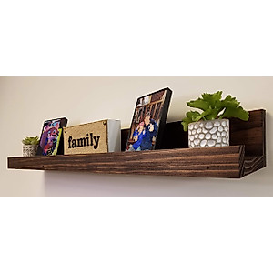 Farmhouse Rustic Wooden Picture Ledge Shelf, Available in 20 Colors, 11 Sizes, Shown in Jacobean - Floating Shelf, Rustic Shelf, Open Shelving, Nursery Shelf, Floating Shelves, Modern Farmhouse