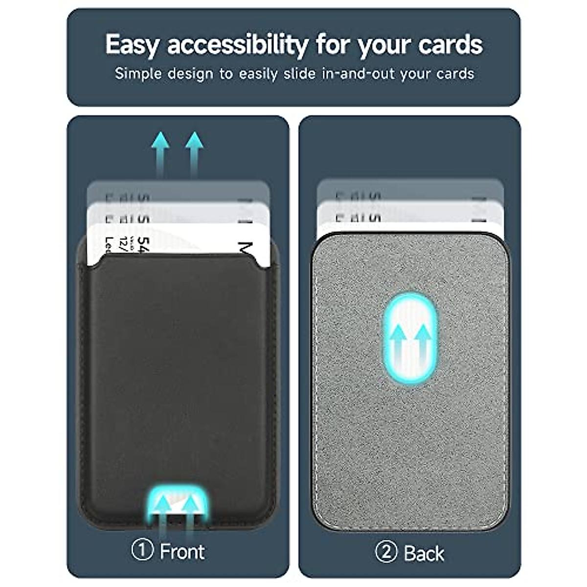 LCYATSI Magnetic Card Wallet Holder with MagSafe for iPhone 12/13/14 Mini/Plus/Pro/Max, Magnetic Cell Phone Wallet Card Holder for Magsafe Compatible with Most of Cell Phone Black