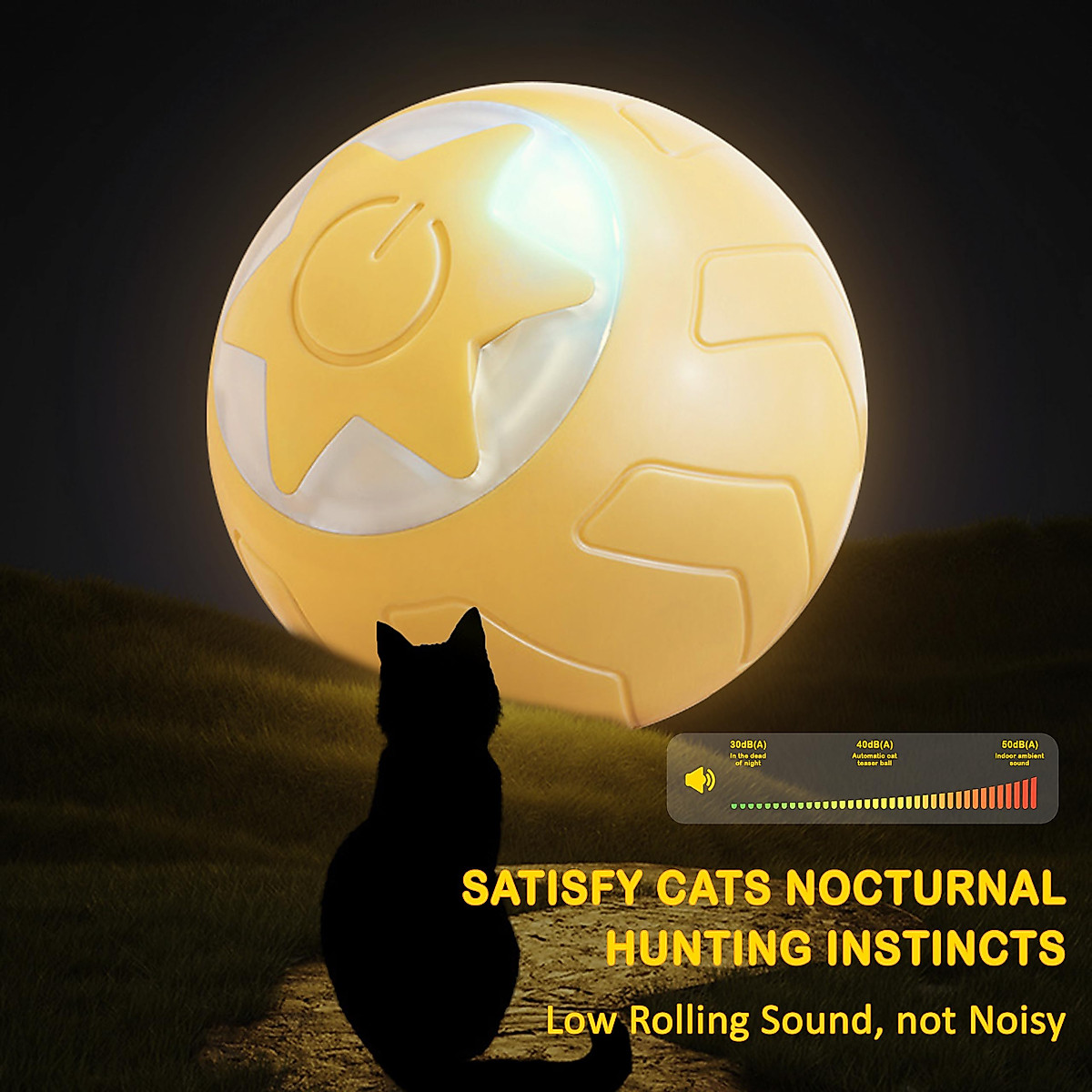 ZALBYUY Interactive Cat Ball Toy, Intelligent Cat Toys with LED Lights, Automatic Moving Rolling Ball for Indoor Cats, Cat Automatic Toy