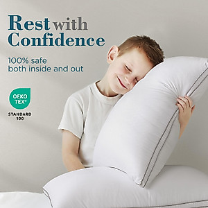 viewstar Pillows Queen Size Set of 2, Down Alternative Bed Pillows, Back Side Sleeper Pillow for Neck and Shoulder Support, Soft Fluffy Hotel Pillows with Gusset Design, Machine Washable, 20" x 30"