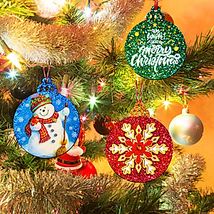 Juome Christmas Resin Molds Silicone, 4 Pcs Christmas Ornaments Round Shape Pendant Epoxy Resin Molds, DIY Crafts Jewelry Keychain Making Christmas Decorations