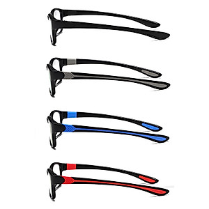 JOON-joon Reading Glasses Men 4 Pairs Ultra Light TR90 Sports Style Blue Light Blocking Readers+3.0